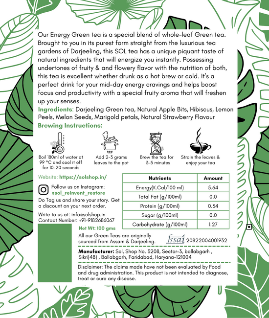 Cuppa Compassion Energy Tea, Tasty and Healthy Green Teas - Solshop
